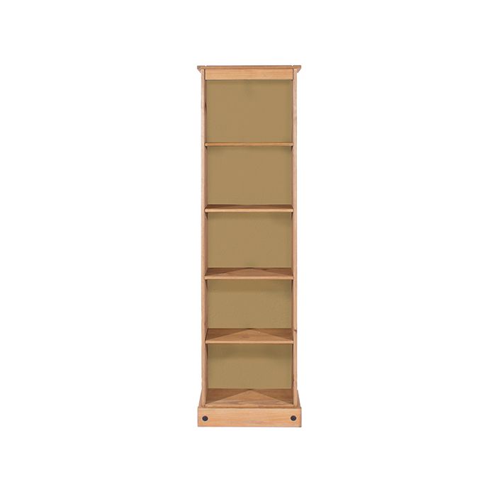 Corona Tall Narrow Wooden Bookcase With 4 Shelves In Natural Elegant Furniture UK