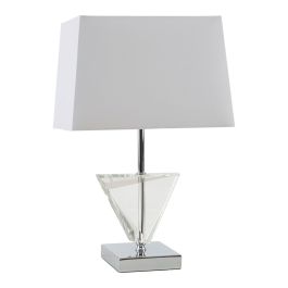 Halina White Fabric Shade Table Lamp With Chrome Metal Base | Elegant ...