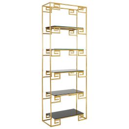 Horizon Black Glass Shelves Angular Design Bookshelf In Gold | Elegant ...