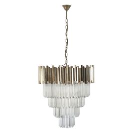 Lustra Large Clear Glass Chandelier Ceiling Light In Silver | Elegant ...
