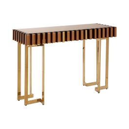 Rivoli Glass Console Table In Warm Metallic With 1 Drawer | Elegant ...