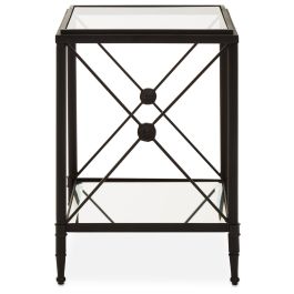 Axis Square Glass Side Table In Black Metal Frame | Elegant Furniture UK