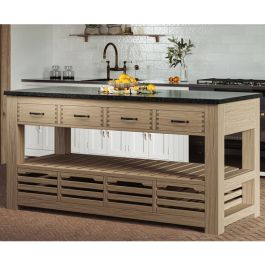 Kora Black Granite Top Kitchen Island With 4 Drawers In Oak | Elegant ...