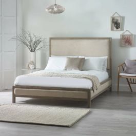 Lucie Wooden King Size Bed In Ivory And Limed Oak | Elegant Furniture UK