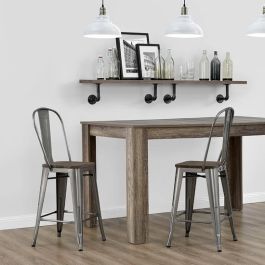 Luxor Antique Gun Metal Counter Bar Stools In Pair | Elegant Furniture UK
