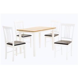 Massa Medium Wooden Dining Set In White And Oak With 4 Chairs | Elegant ...
