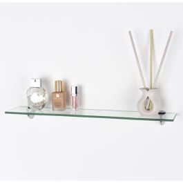 Pearl Small Glass Wall Shelf In Clear | Elegant Furniture UK