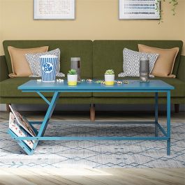 Regal Wooden Coffee Table In Blue With Magazine Rack | Elegant Furniture UK