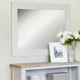 Signature Overmantle Wall Mirror In Grey Wooden Frame | Elegant ...